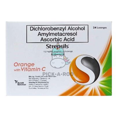 Strepsils Orange Antibacterial Lozenge With Vitamin C | PICK.A.ROO"